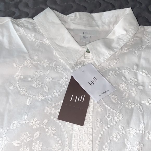 J. Jill | Tops | Jjill Pretty White Floral Embroidery Tunicshirt | Poshmark